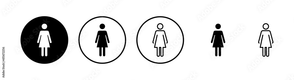 female icon set. Toilet sign. female restroom sign vector. woman icon ...