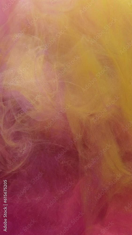 Vertical video. Color mist texture. Smoke flow. Steam wave. Pink yellow ...