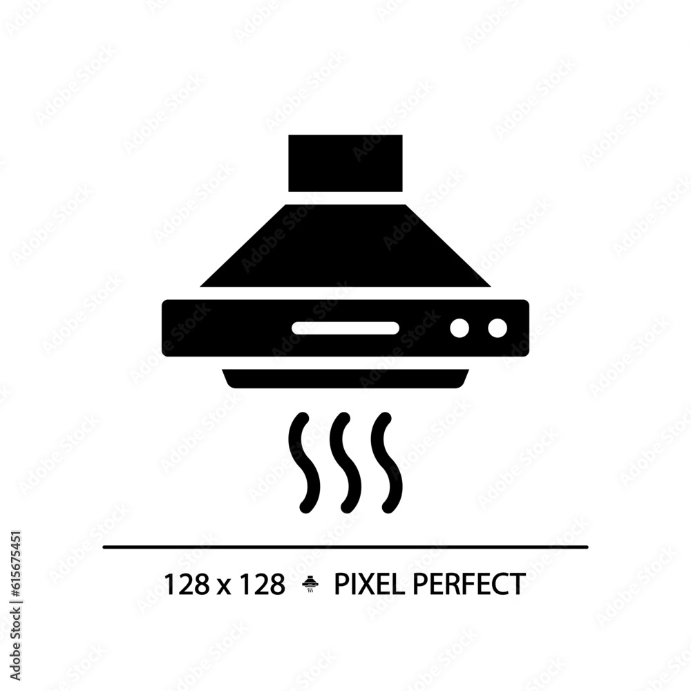 Kitchen hood black glyph icon. Ventilation system. Home appliance ...