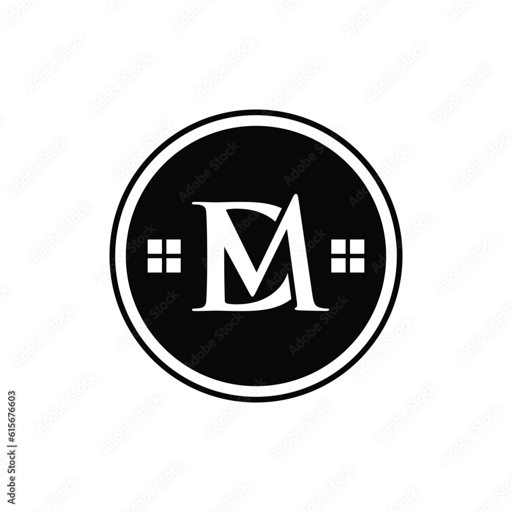 letter DM home logo vector design. DM Letter Real Estate Logo, logo for your company Stock ...