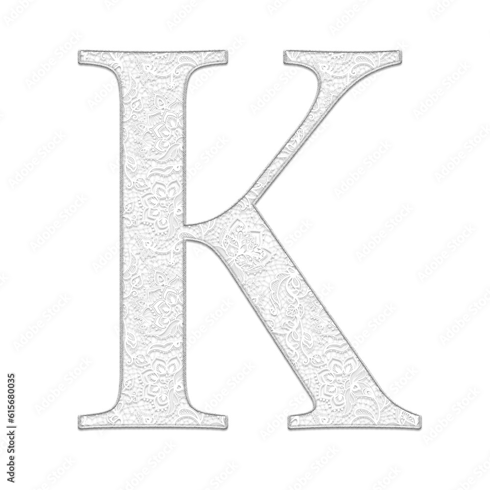 Classic floral lace alphabet uppercase letters, off white color ...