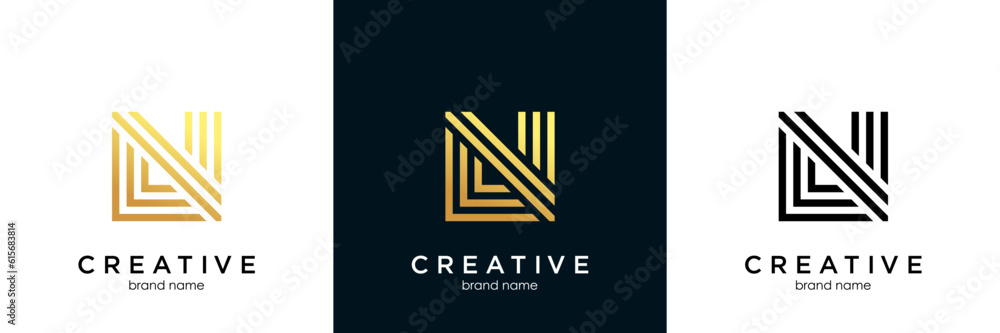 Initial letter ln, nl, n, l elegant and luxury Initial with Rectangular ...