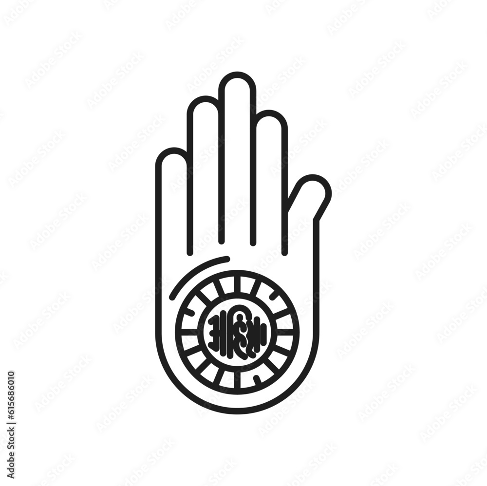 Jainism religion symbol of Ahimsa hand or Dharmachakra of Jain Dharma ... Jainism religion symbol of Ahimsa hand or Dharmachakra of Jain Dharma ...