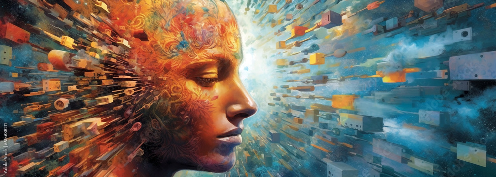 abstract colorful picture in futuristic style subconscious mind concept ...