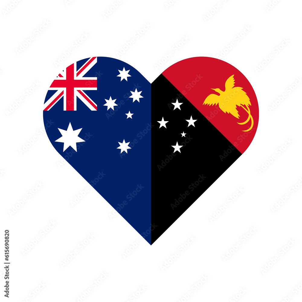 unity concept. heart shape icon of australia and papua new guinea flags ...