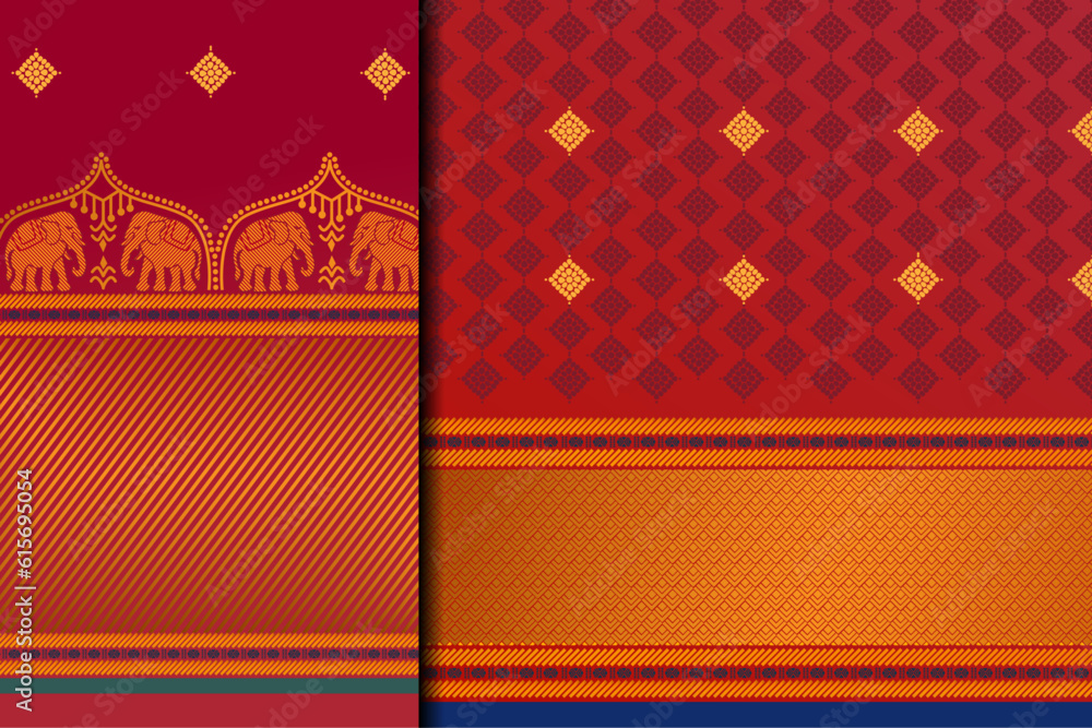 Indian Pattu Sari Vector pattern. Traditional handmade Indian silk sari ...