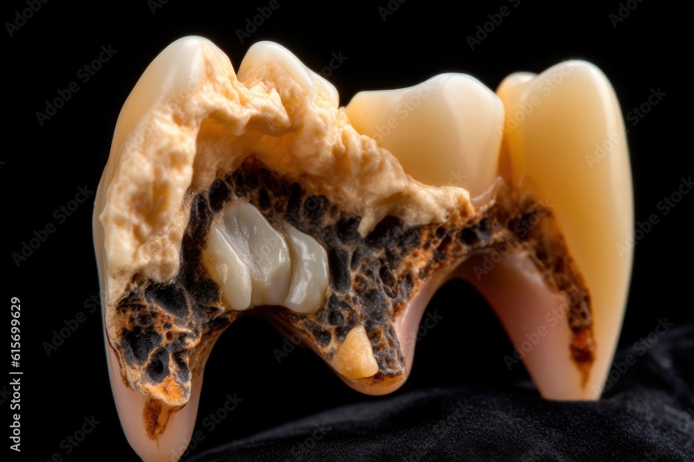 Dental office with mock-up of the teeth for a visual overview on black ...