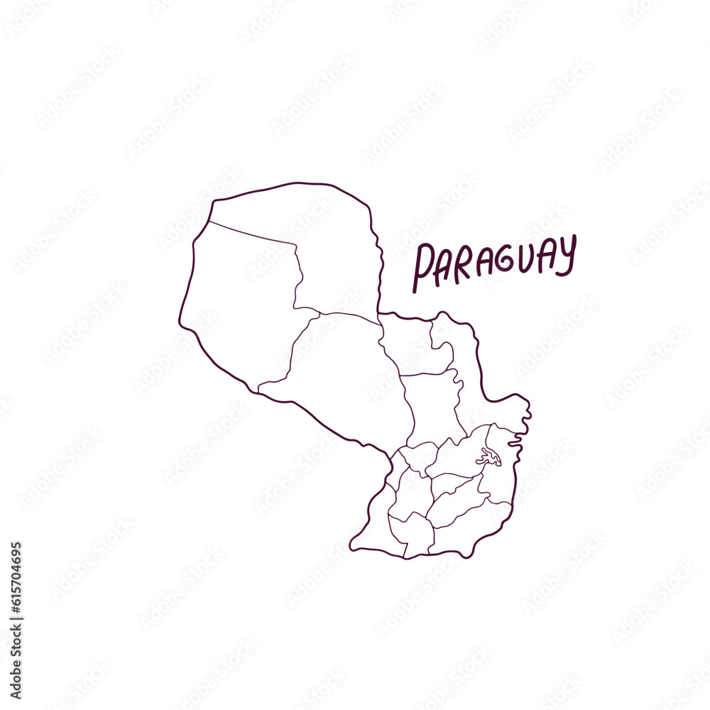 Hand Drawn Doodle Map Of Paraguay. Vector Illustration Stock Vector ...