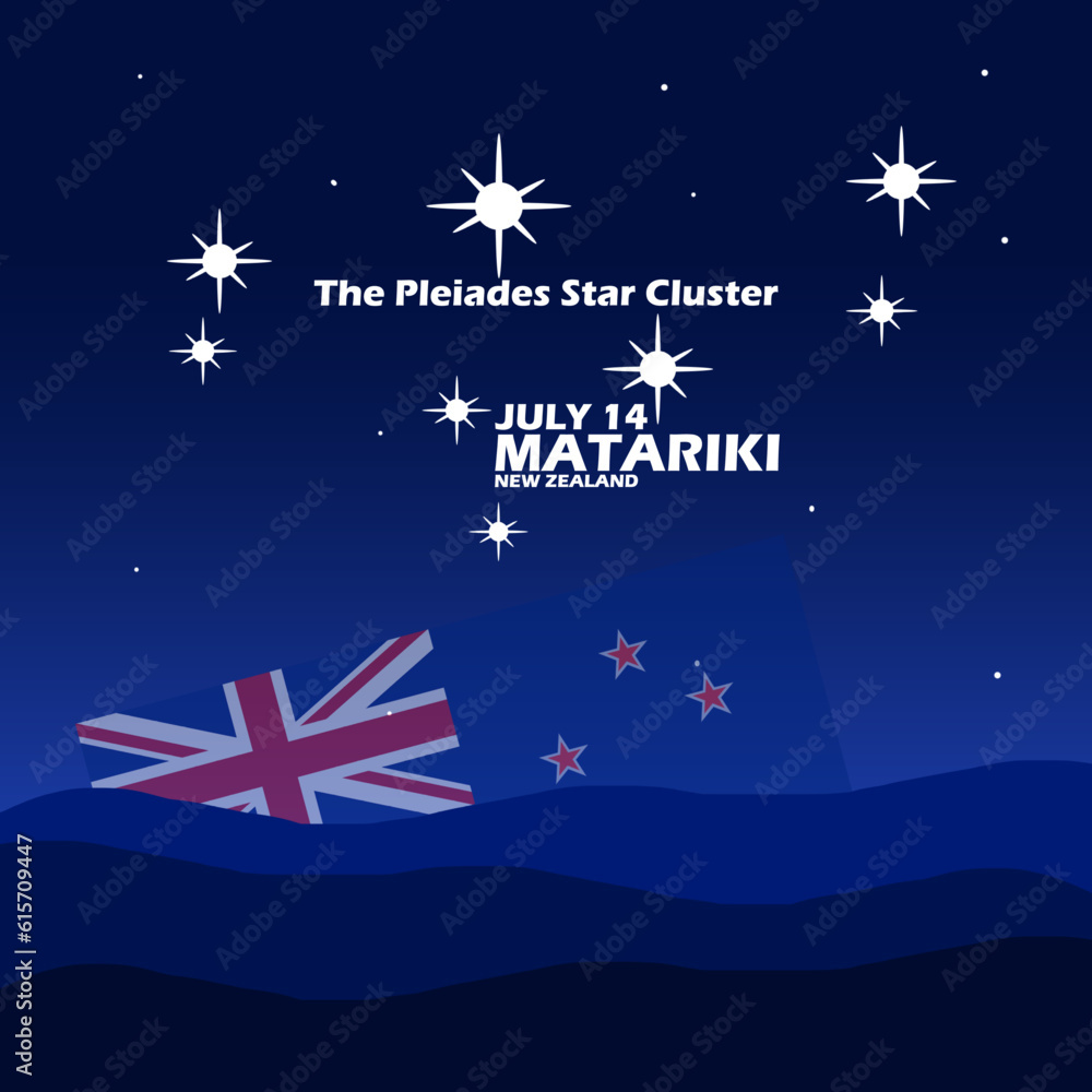 Vetor de A star cluster called the Pleiades which contains the Matariki ...