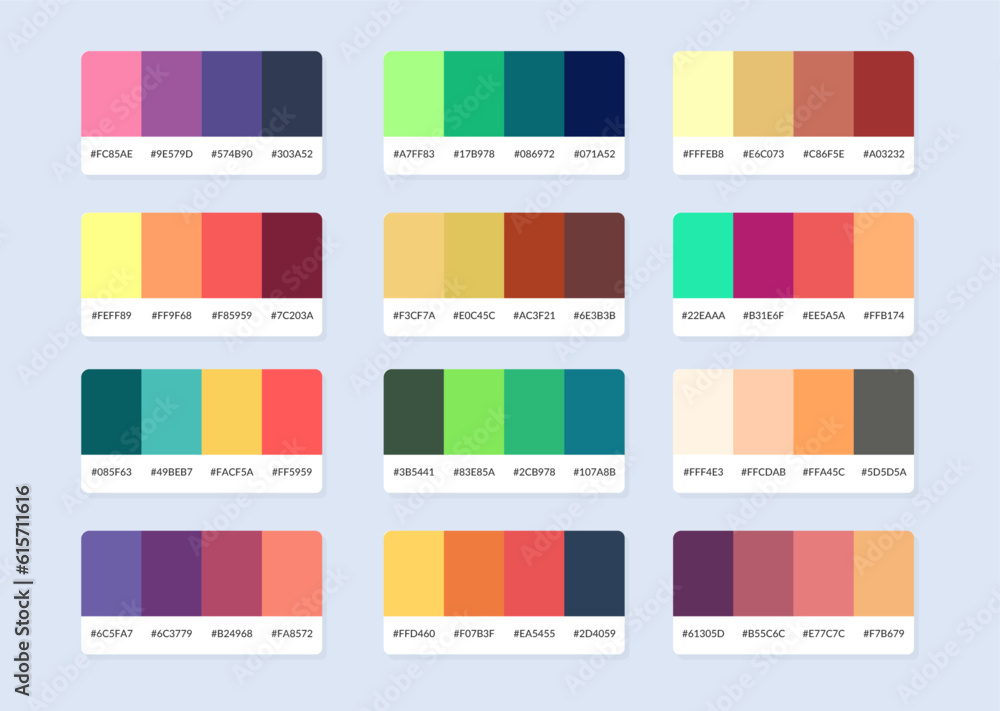 Pantone colour palette catalog samples in rgb hex. Color swatch. Stock ...