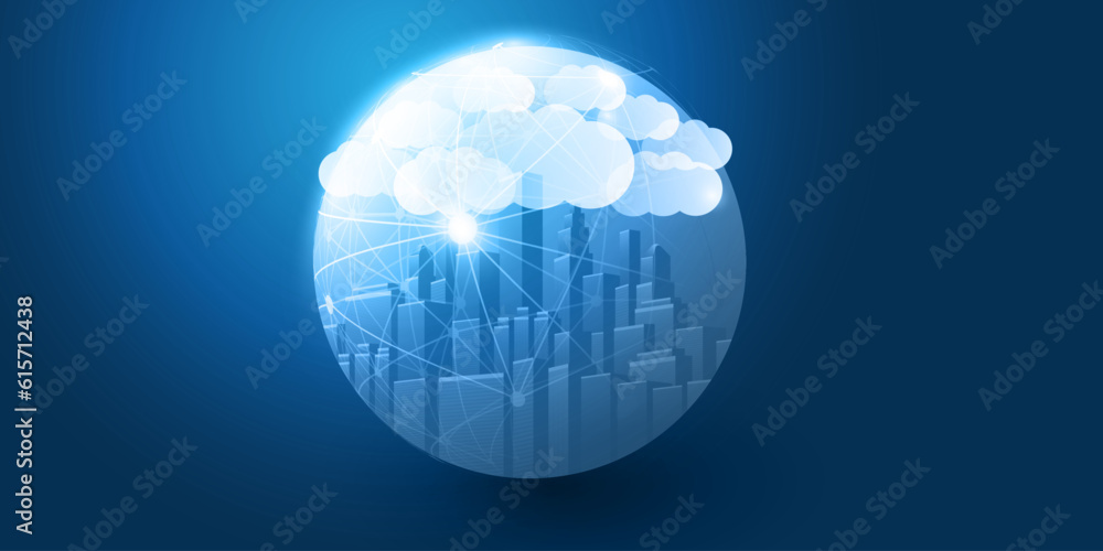 Dark Blue and White Smart City, Cloud Computing Design Concept with ...