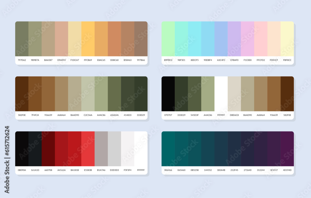 Vetor de Pantone colour palette catalog samples in rgb hex. Color ...