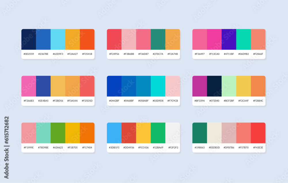 Pantone colour palette catalog samples in rgb hex. Color swatch. Stock ...