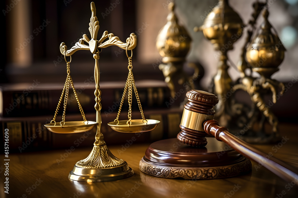 A powerful depiction of a judge's gavel alongside the Scales of Justice ...
