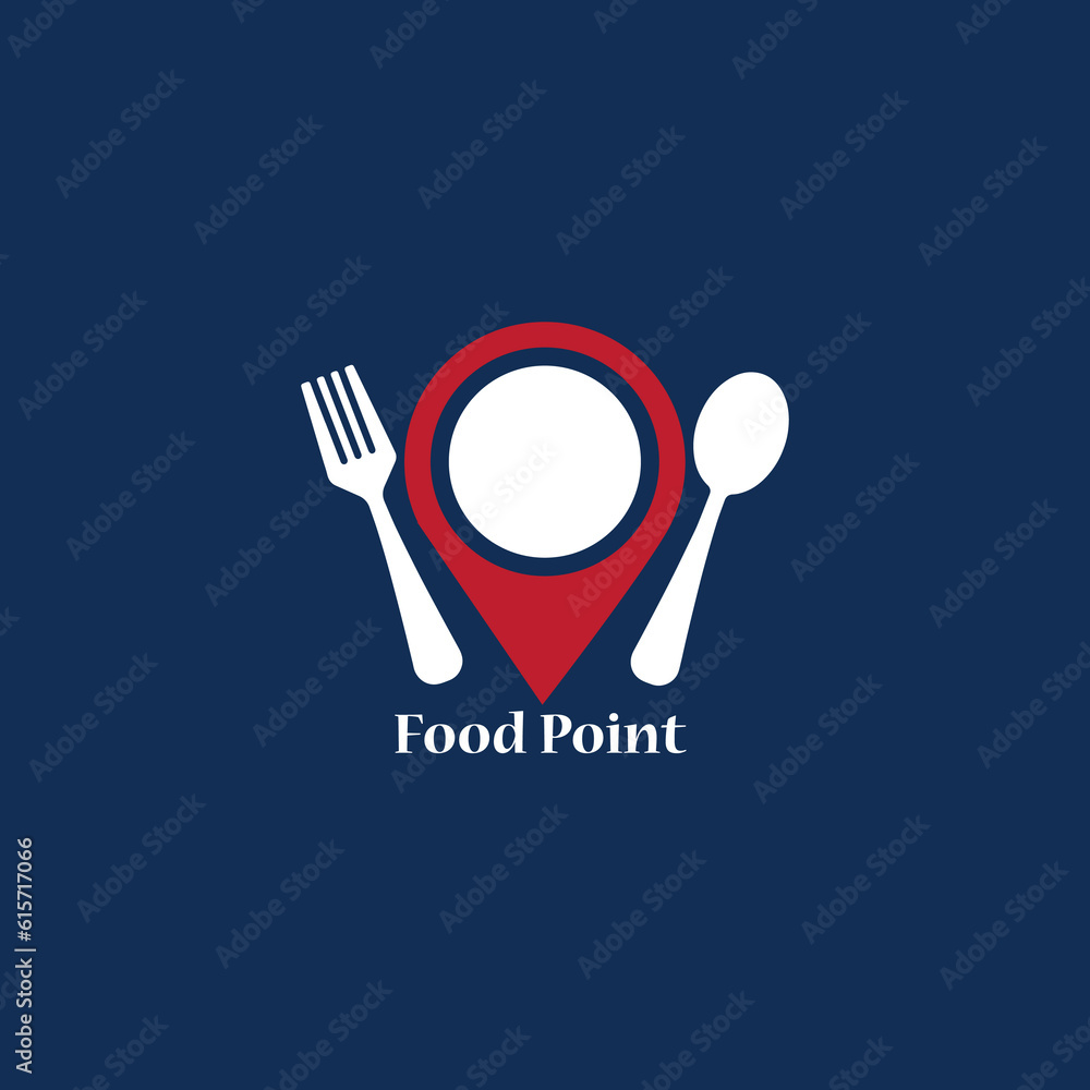 food point illustration logo the concept of location and cutlery and ...