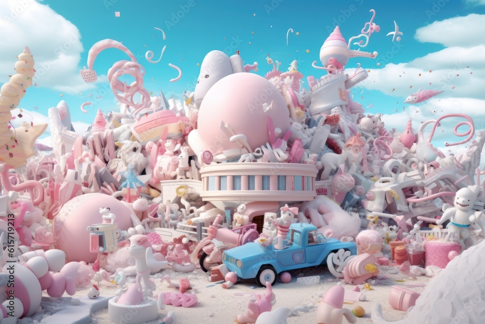 abstract stylized digital background with huge heap of useless things ...