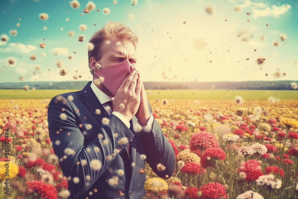 Allergic rhinitis: Image showing a person with a runny or congested ...