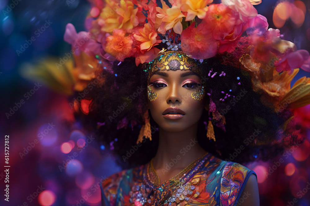 Creative template generative ai collage of stunning gorgeous tribe ...