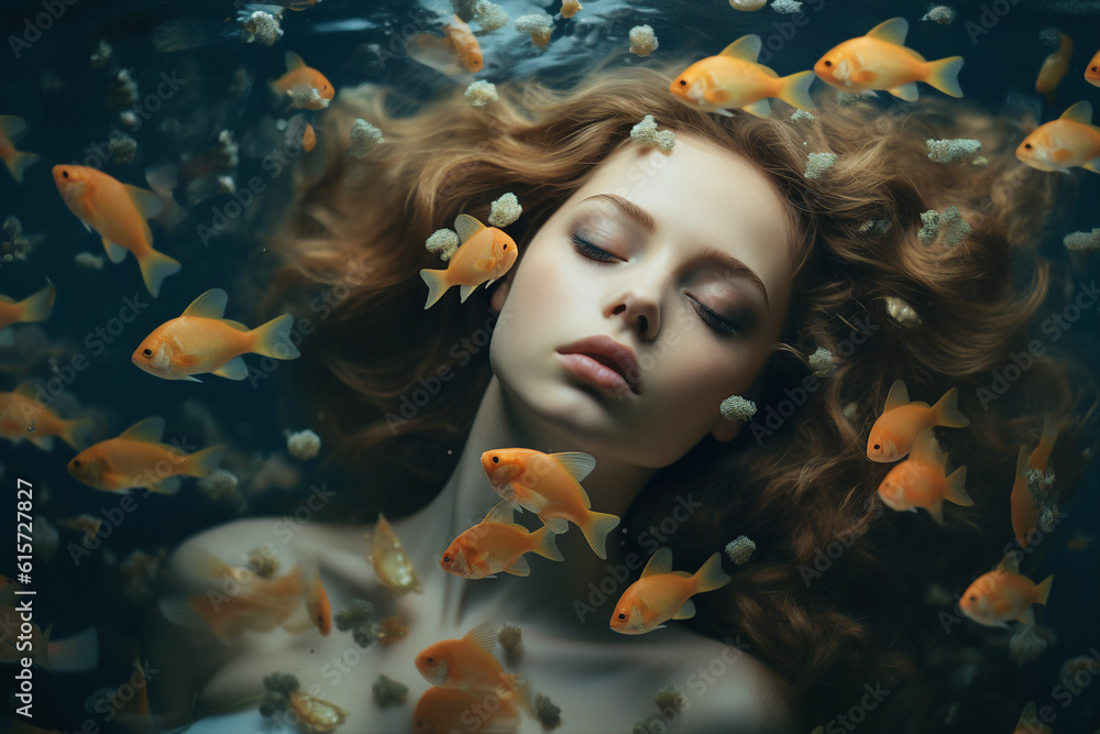 Generated ai template portrait collage of stunnig gorgeous lady ...