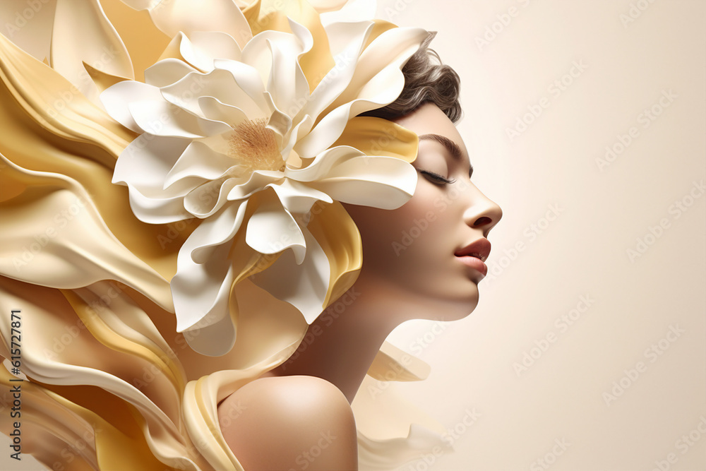 Collage template generated ai image of tender gentle lady apply natural ...