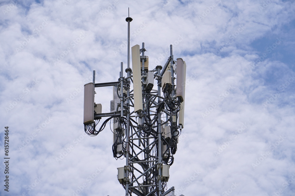 Telecommunication tower of 4G and 5G cellular. Macro Base Station. 5G radio network ...