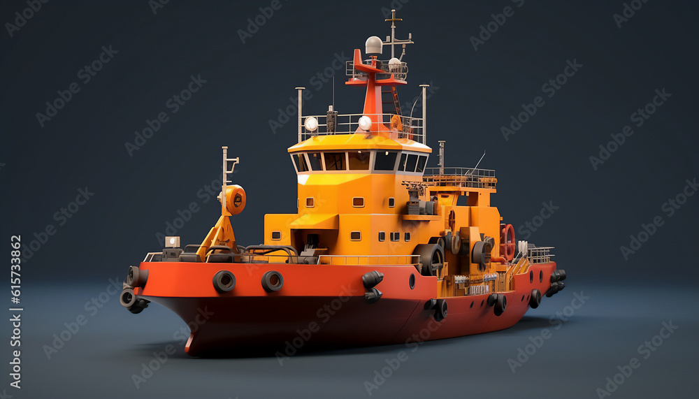 Ship tug boat in the sea, generative ai, digital illustration. Stock ...