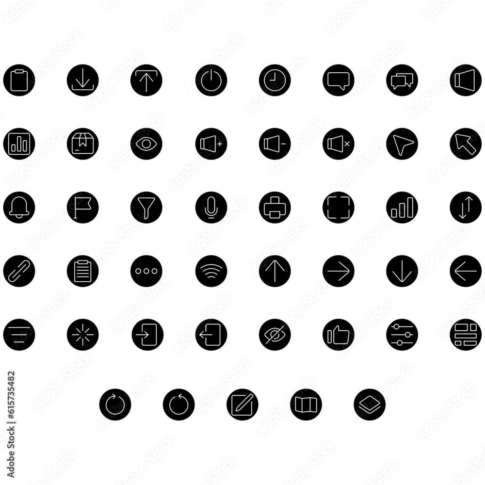 Vector of Essential UI 2 Icon Set Thin Round. Perfect for user ...