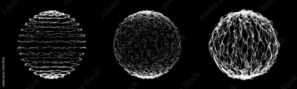 Vector set sci-fi sphere with particles and lines. Concept network ...