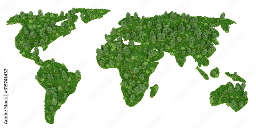 Green World Map or World map made up of various detailed trees. Png png ...