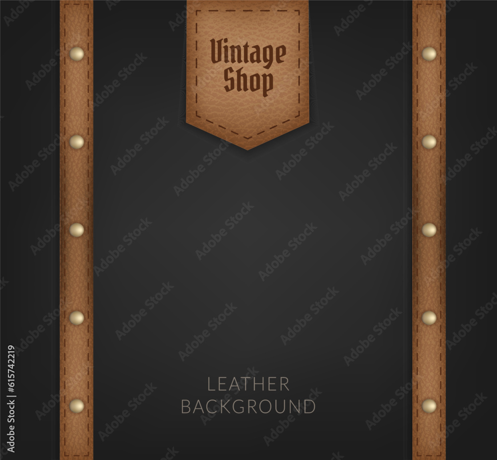 Realistic vector illustration of a detailed leather patch with blank ...