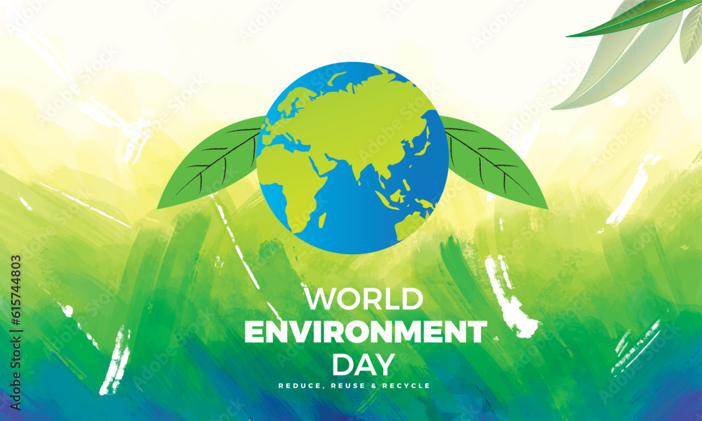 Abstract green background with realistic world environment day concept ...