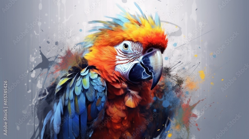 3d illustration of parrot macaw. Beautiful parrot picture. Tropical ...