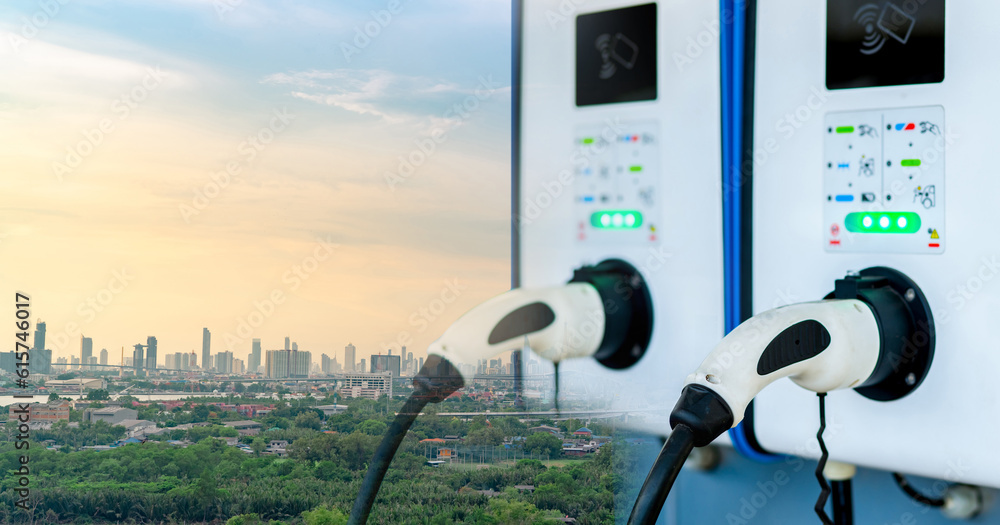 Electric vehicle charging station and sustainable city. EV charging ...