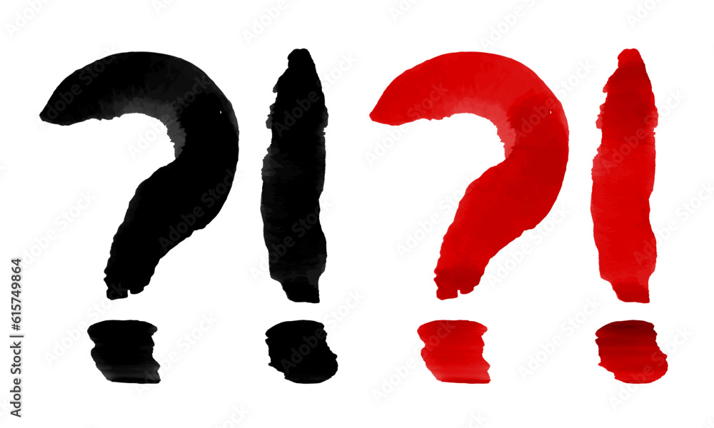 Watercolor punctuation marks. Question and exclamation marks. Vector ...