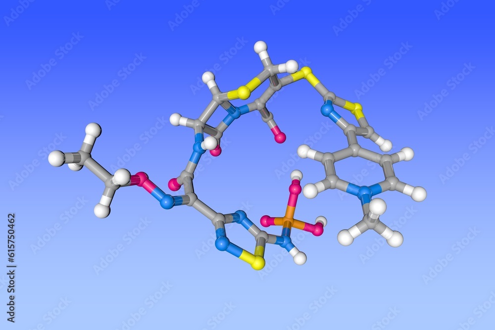 Ceftaroline fosamil. Atoms are shown as spheres with conventional color ...