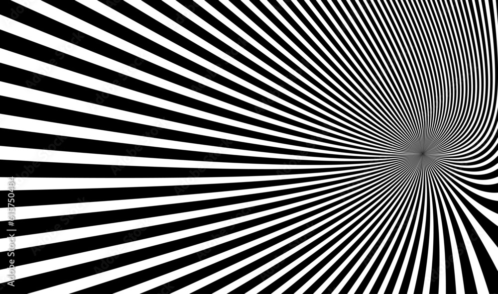 Op art distorted perspective black and white lines in 3D motion ...