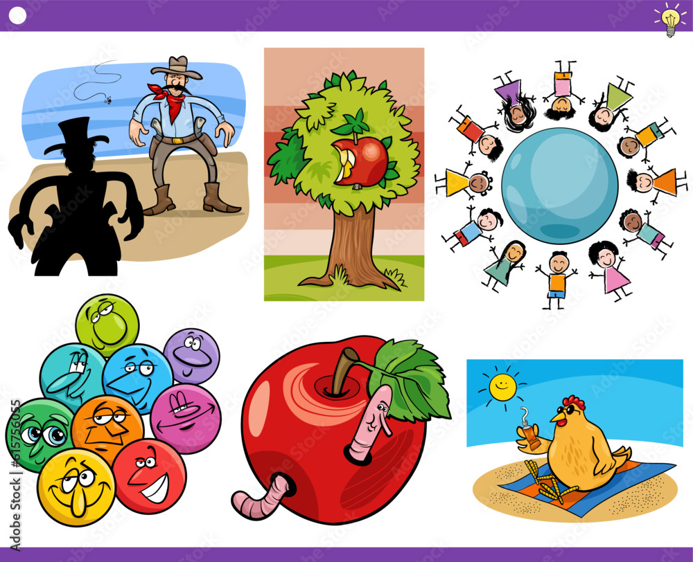 cartoon concepts or metaphors with comic characters set Stock Vector ...