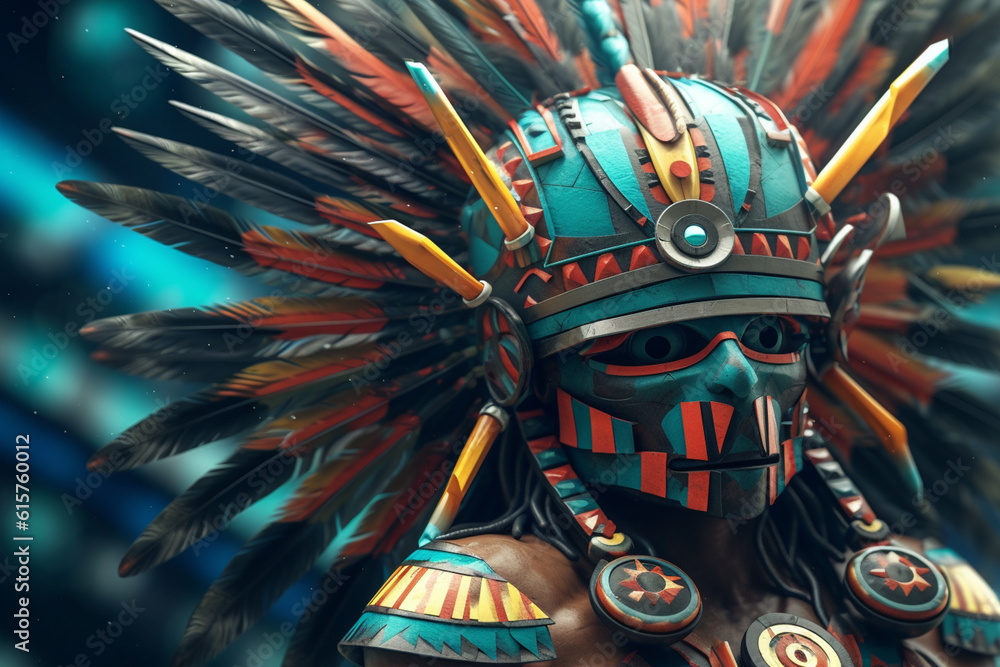 Symbolic Strength: A powerful image of an abstract Aztec warrior ...