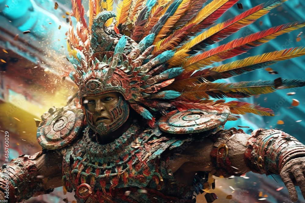 Battle of the Elements: A dynamic image showcasing an abstract Aztec ...