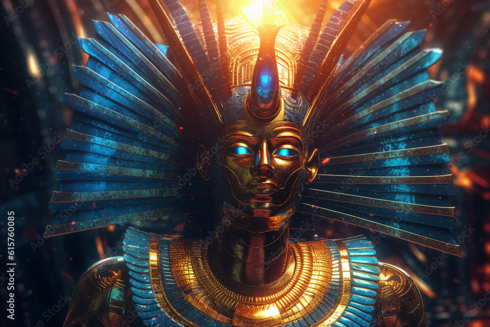 Sun God's Radiance: A vibrant depiction of an abstract Egyptian God ...