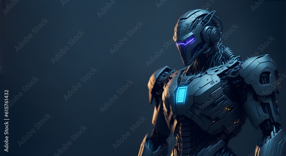 Cybernetic artificial intelligence robot, futuristic tech style. AI ...