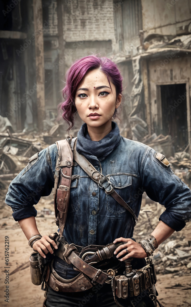 photo portrait of survive army people at apocalypse city, generative AI ...