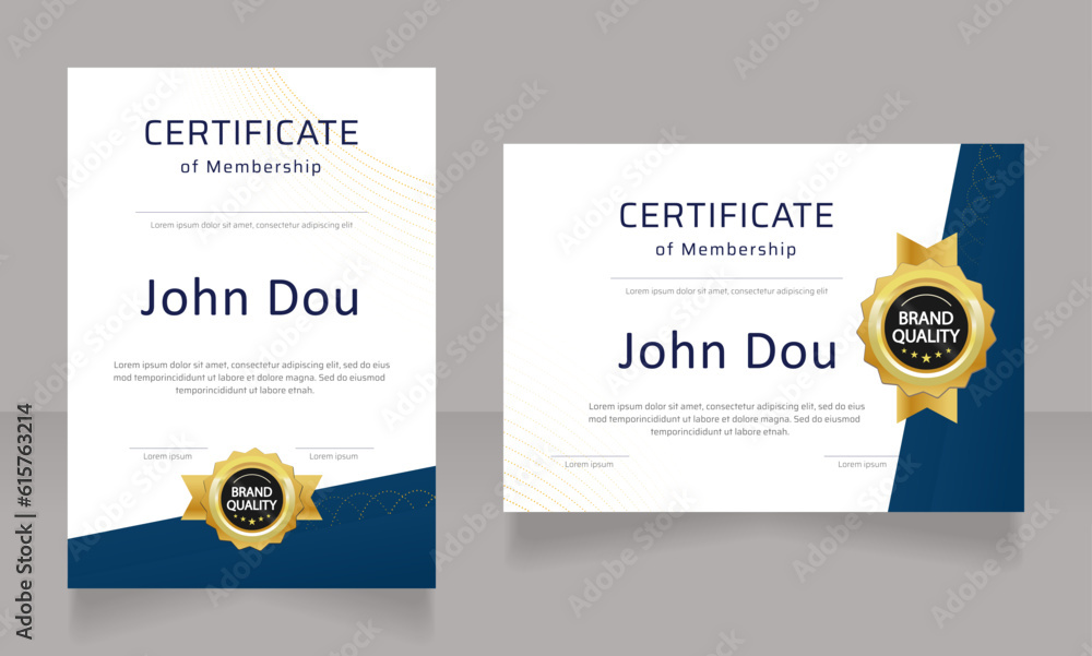 Business club membership certificate design template set. Vector ...