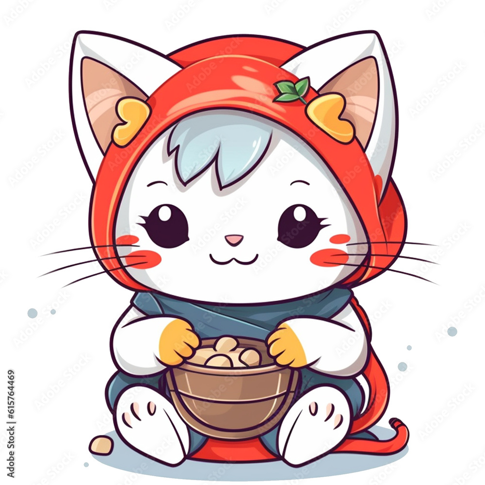 Cute Kawaii Kitten Cat Illustration Cartoon Stock Illustration | Adobe ...