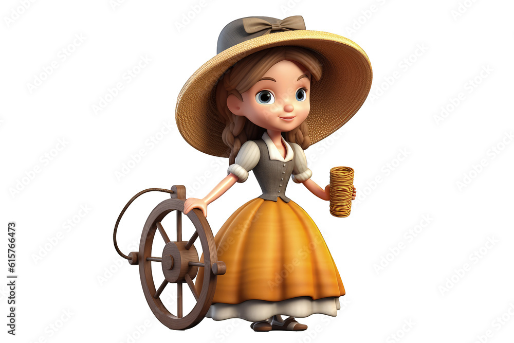 3D model cartoon character - Colonial America - little girl, AI ...
