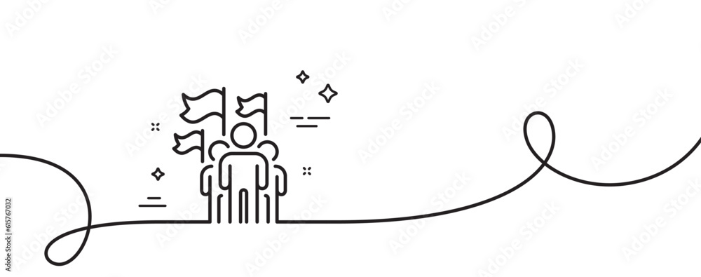Leadership line icon. Continuous one line with curl. Success flag sign ...