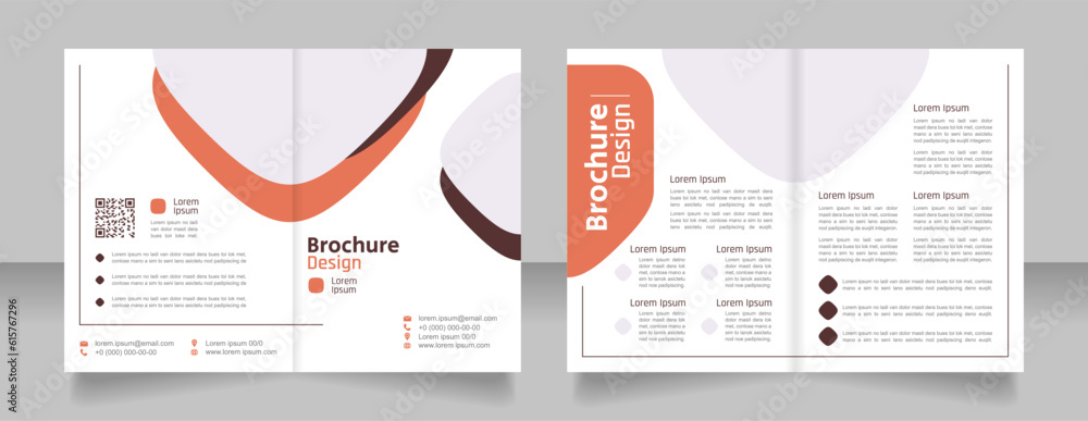 Machinery bifold brochure template design. Half fold booklet mockup set ...