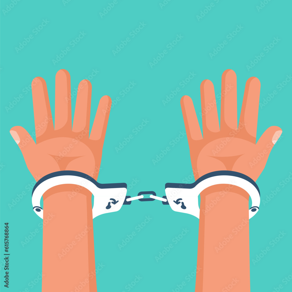 Hands in handcuffs. Human in jail. Prisoner concept. Vector ...