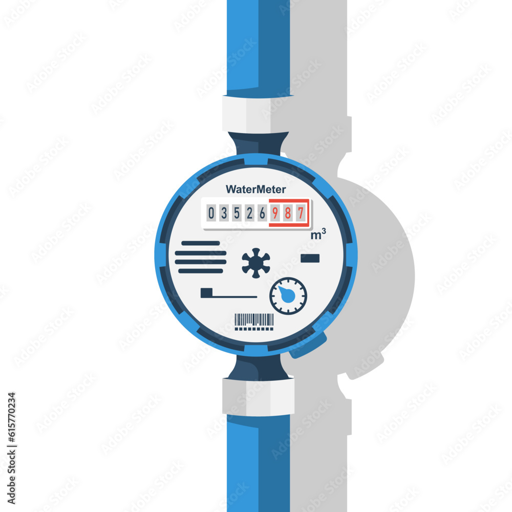 Water meter. A device for measuring water consumption. Vector ...