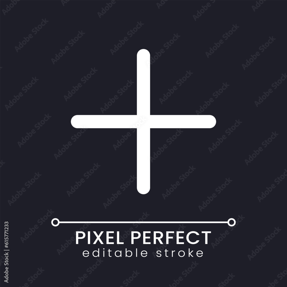 Plus pixel perfect white linear ui icon for dark theme. Invite and add to chat. Addition sign ...